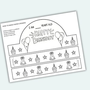 Birthday Paper Crown Printable Birthday Crowns Birthday Headband ...