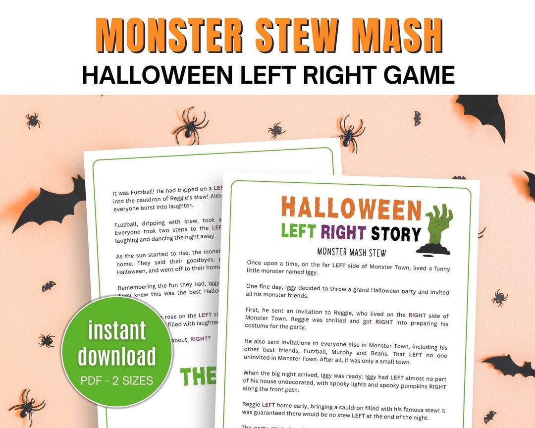 Halloween Left Right Game for Kids, Printable Halloween Game for Kids ...