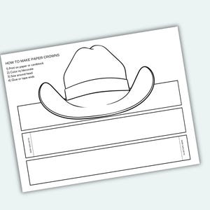 Cowboy Hat Paper Crown Printable Paper Crown Cowboy Hat Coloring Paper ...