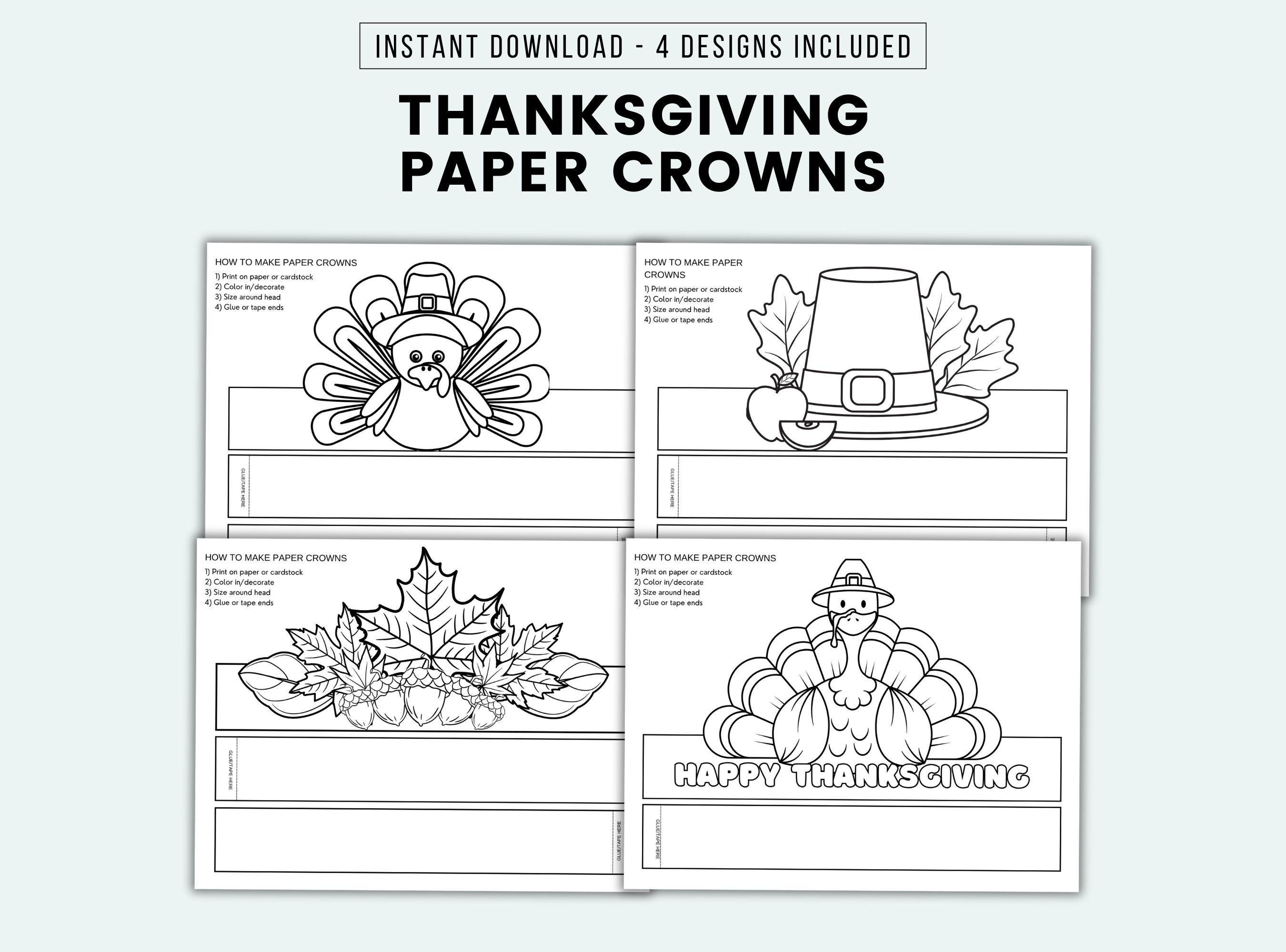 Thanksgiving Paper Crown Printable Thanksgiving Paper Crowns ...