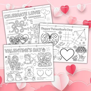 Valentine Activity Placemat Printable Valentine's Day Coloring Placemat ...