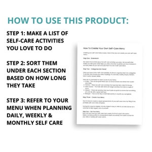 Self-care Menu Printable Self-care Checklist Printable Self Care Menu ...