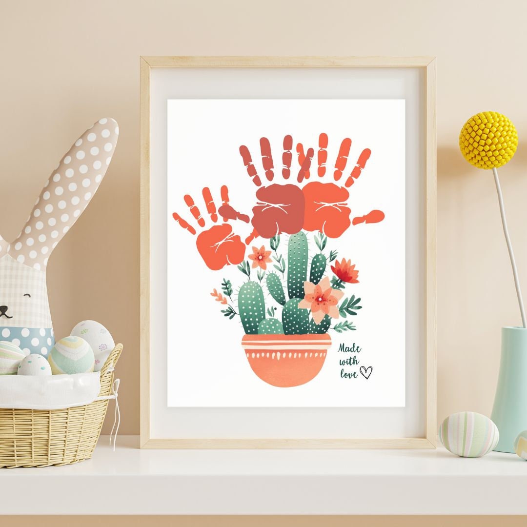 Cactus Mother's Day Handprint Craft Printable Made With Love Handprint ...