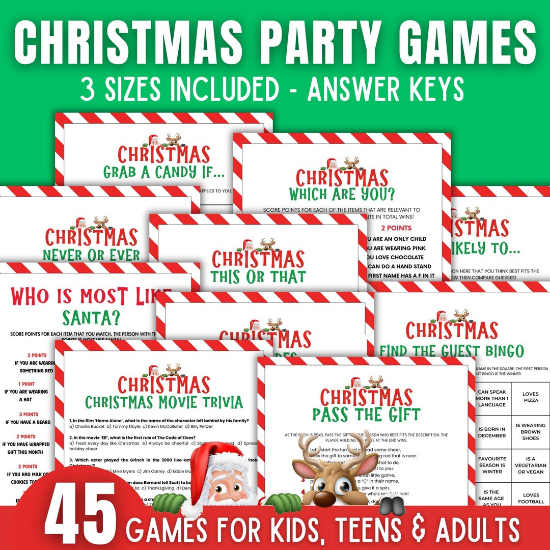 Christmas Games Bundle Printable Christmas Party Games Family Christmas ...
