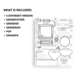 All About My Grandpa Bundle Grandparent's Day Activity Printable All ...