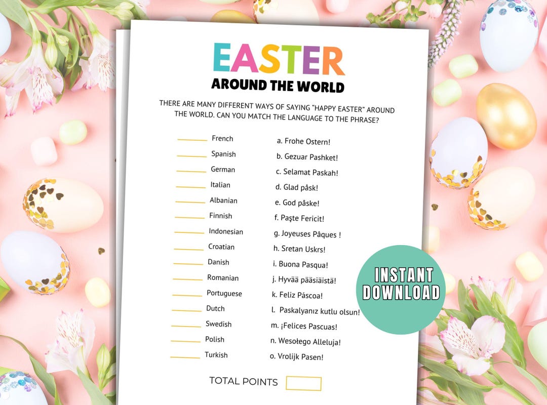 Easter Trivia Game Printable Easter Party Game Easter Around the World ...