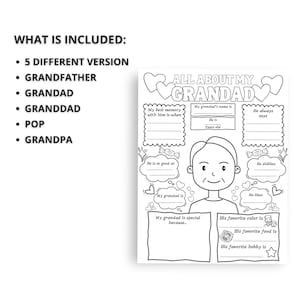 All About My Grandfather Bundle Grandparent's Day Activity Printable ...