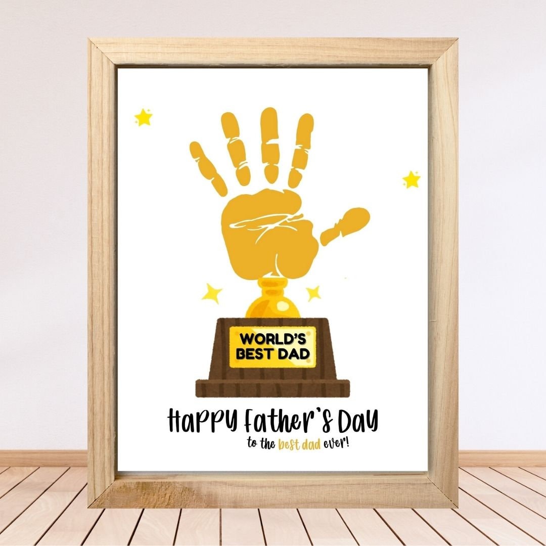 Father's Day Handprint Art Printable World's Best Dad Handprint Craft ...