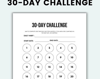 30 Day Challenge Printable Goal Tracker Habit Tracker 30 Day Challenge ...