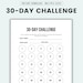 30 Day Challenge Printable 30 Day Challenge Tracker Daily Challenge ...