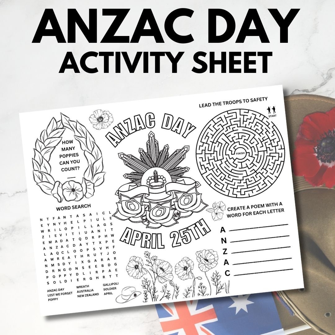 ANZAC Day Activity Sheet Printable ANZAC Day Activities ANZAC Activity ...