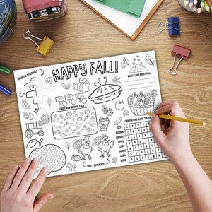 Fall Activity Placemat Printable Fall Coloring Placemats Fall ...