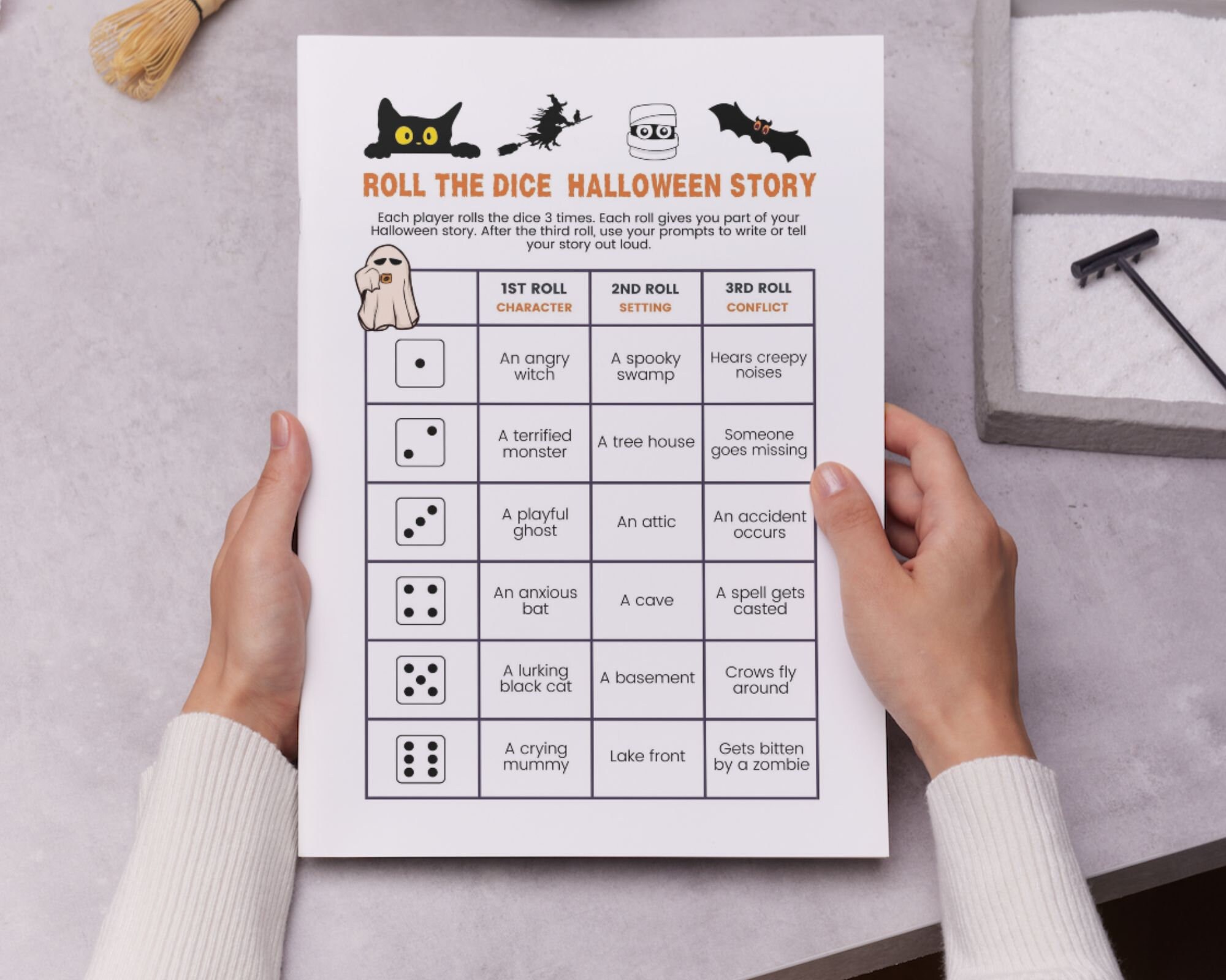 Halloween Roll A Story Game Printable Halloween Game for - Etsy