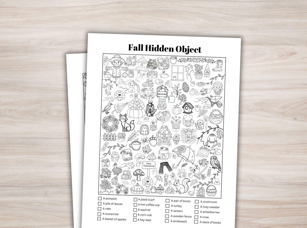 Fall Hidden Object Game Autumn I Spy Game Printable Fall Game Fall I ...