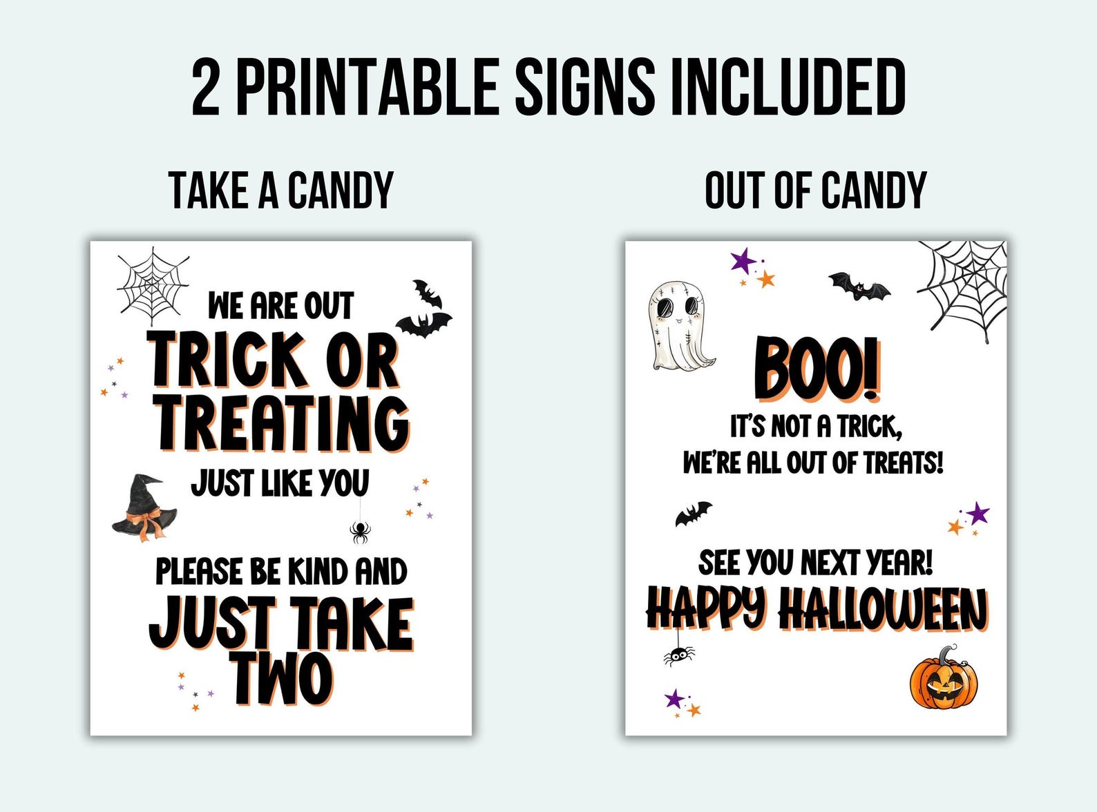 Printable Halloween Candy Sign Halloween Trick or Treat Sign Take A ...