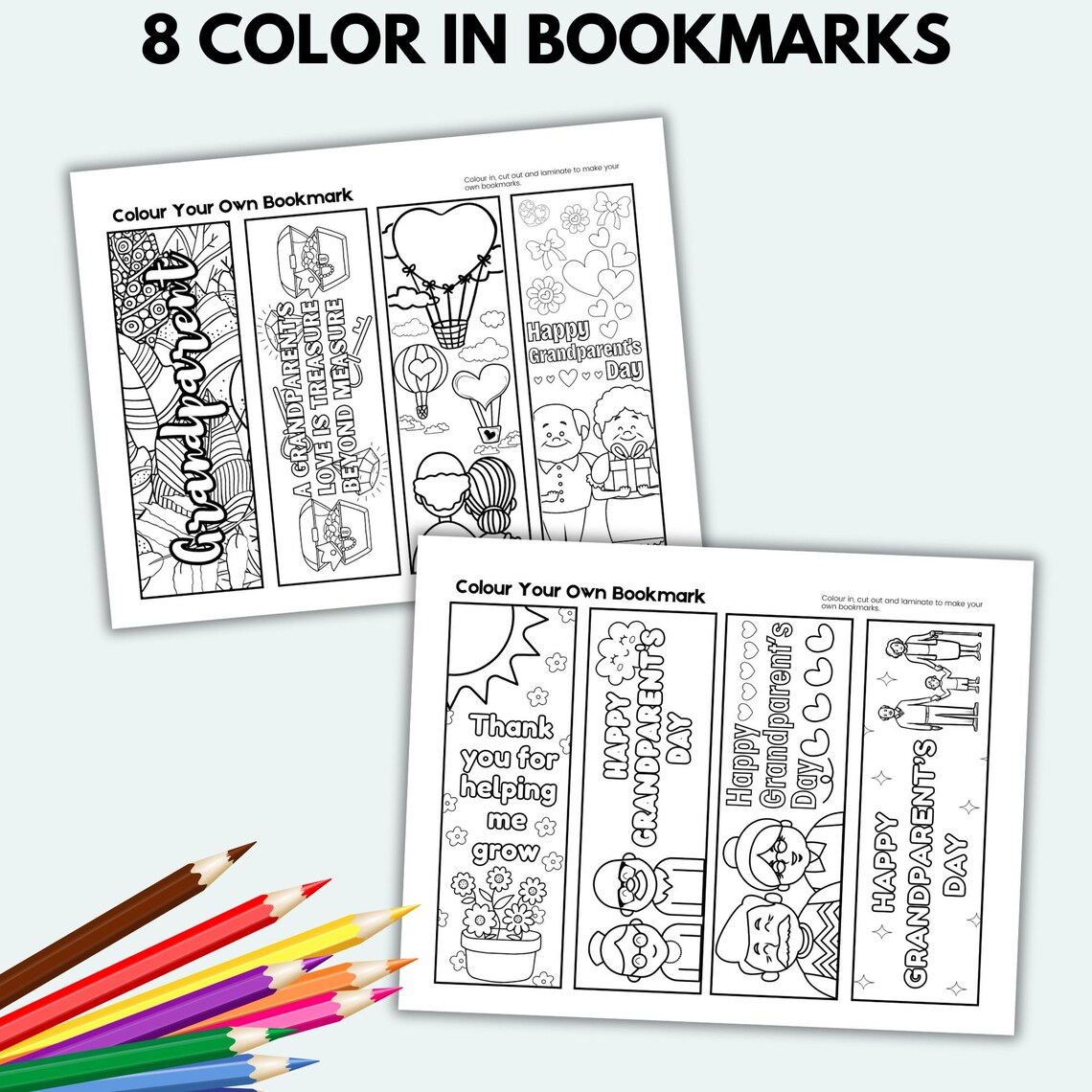 Grandparents Day Bookmarks Printable Grandparent's Day Activity Grandpa ...