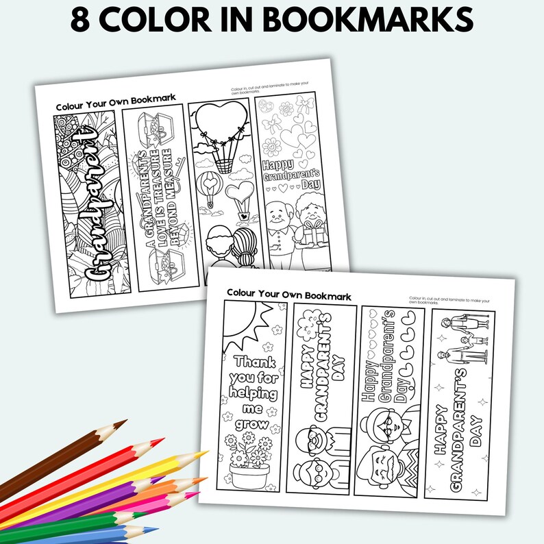Grandparents Day Bookmarks Printable Grandparent's Day Activity Grandpa ...