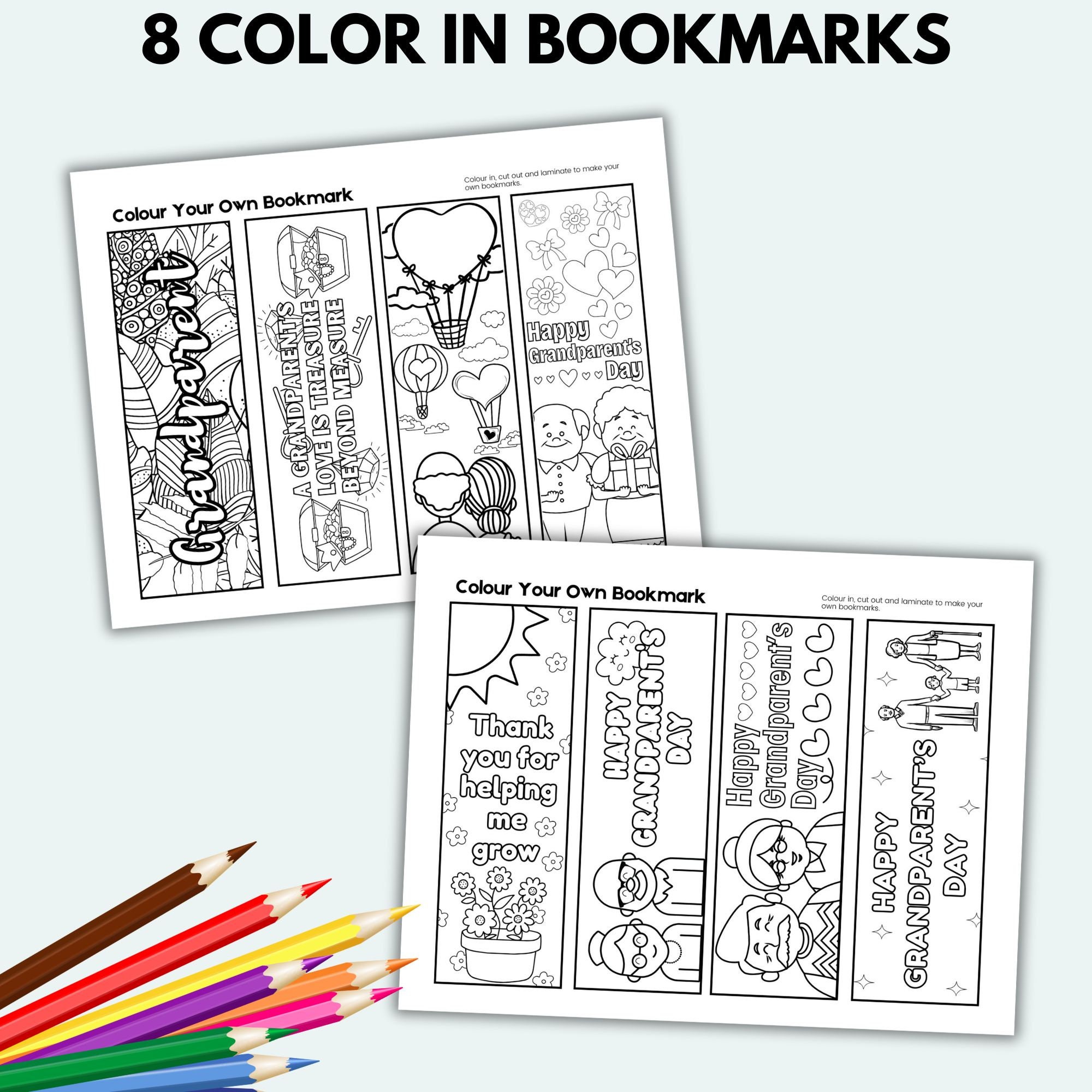 Grandparents Day Bookmarks Printable Grandparent's Day Activity Grandpa ...
