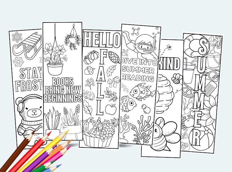 Four Seasons Bookmarks Printable Coloring Bookmarks for Kids Printable ...