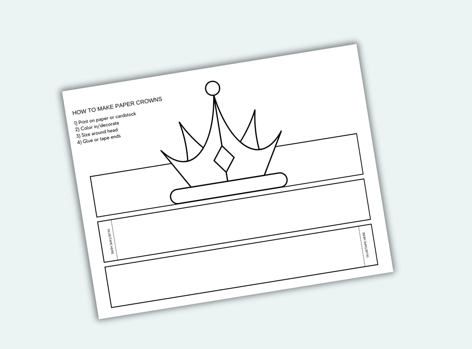 Princess Paper Crown Printable Prince Crown Printable Crown Headband ...