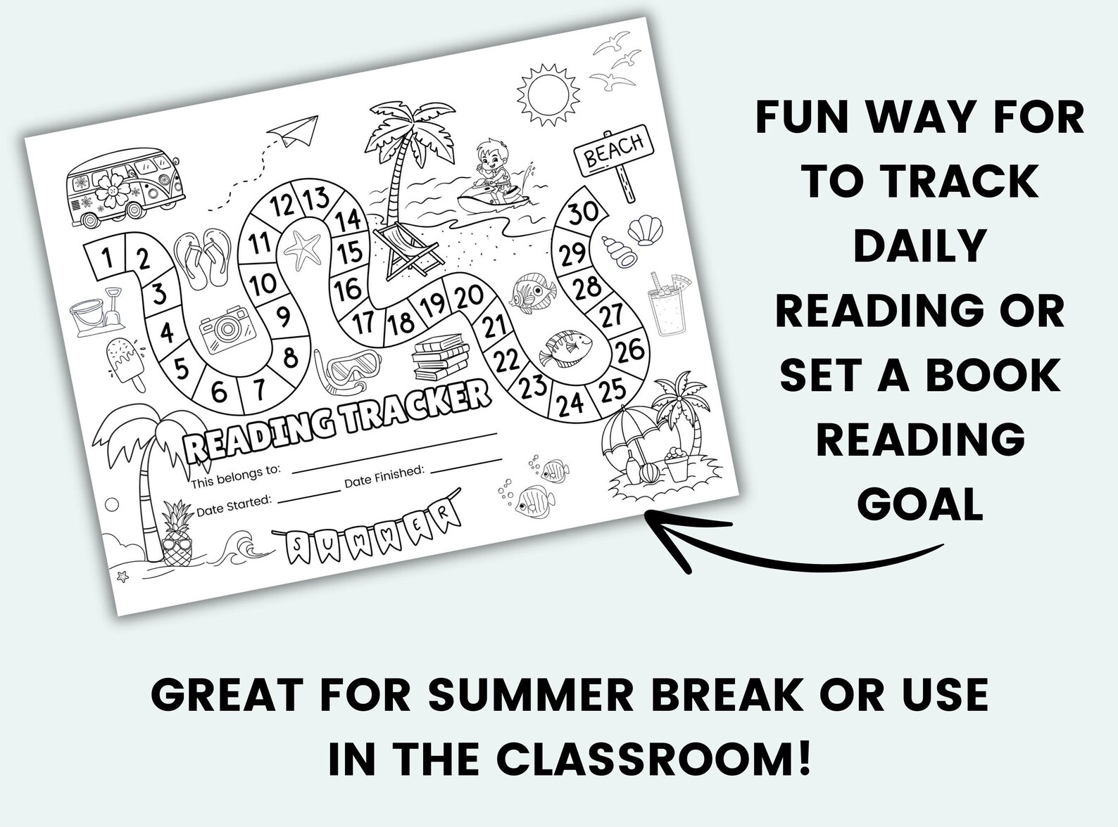 Summer Reading Challenge Reading Tracker for Kids Printable Book ...