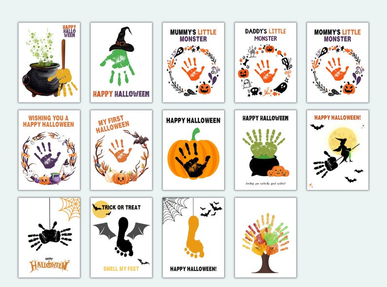 Halloween Handprint Craft Bundle Printable Halloween Handprint Art ...