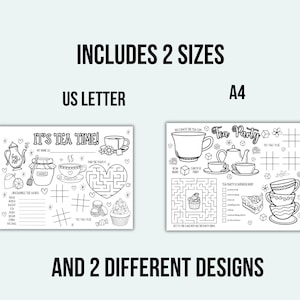 Tea Party Activity Placemat Printable Tea Party Coloring Placemat High ...