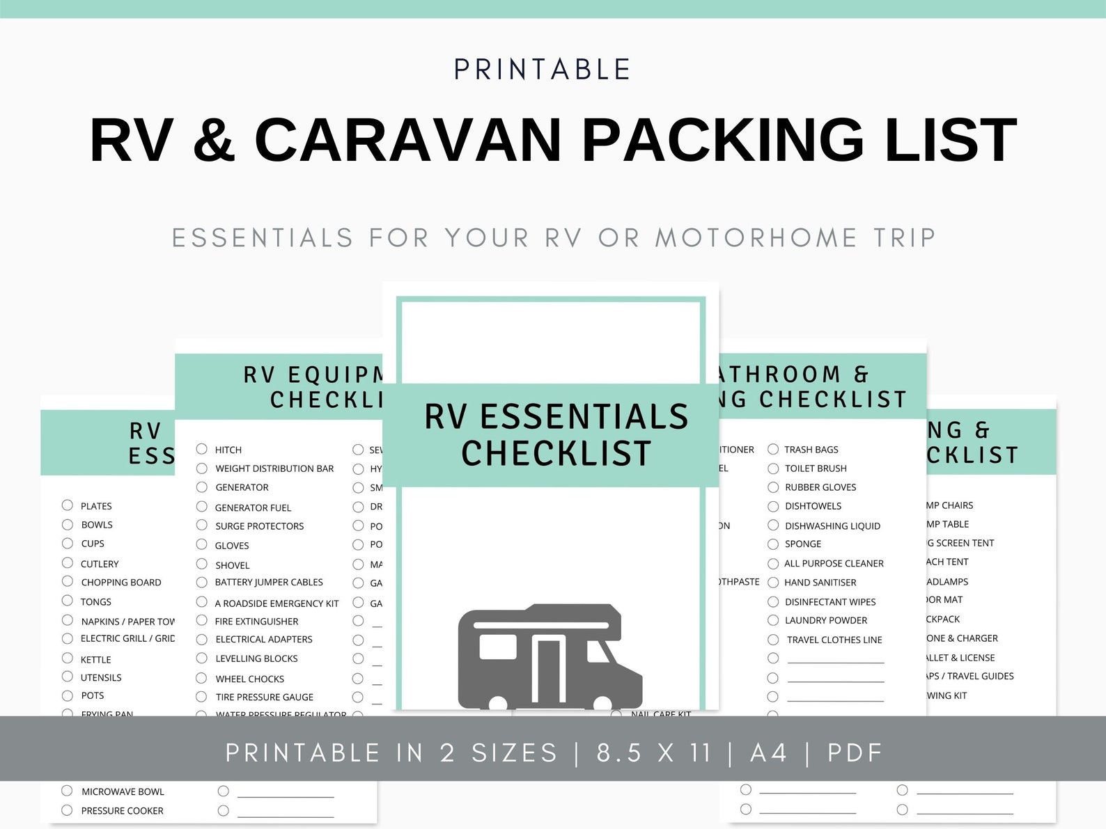 Printable RV Packing List RV Checklist Campervan Packing List Printable ...
