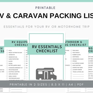 Printable RV Packing List RV Checklist Campervan Packing List Printable ...