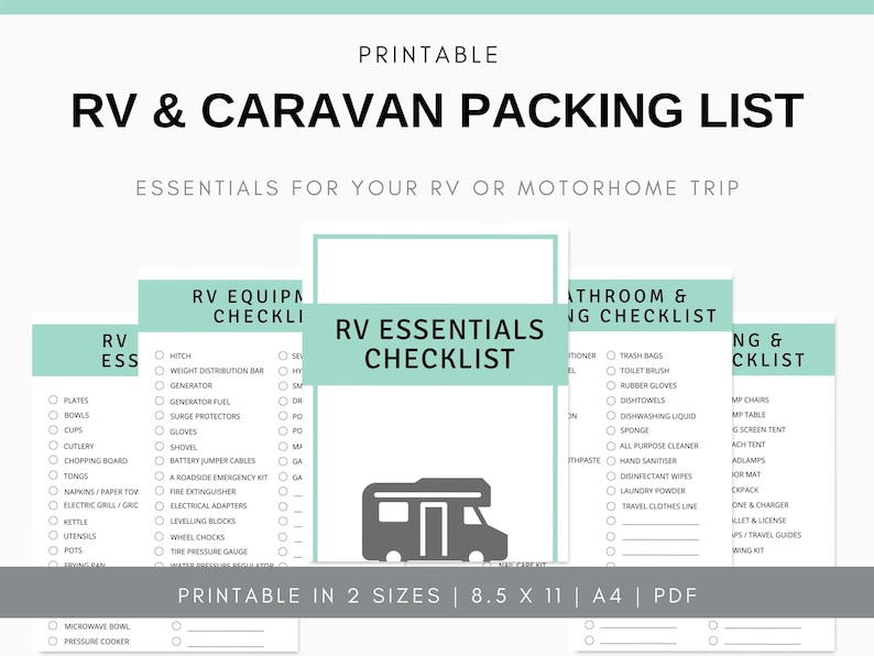 Printable RV Packing List RV Checklist Campervan Packing List Printable ...