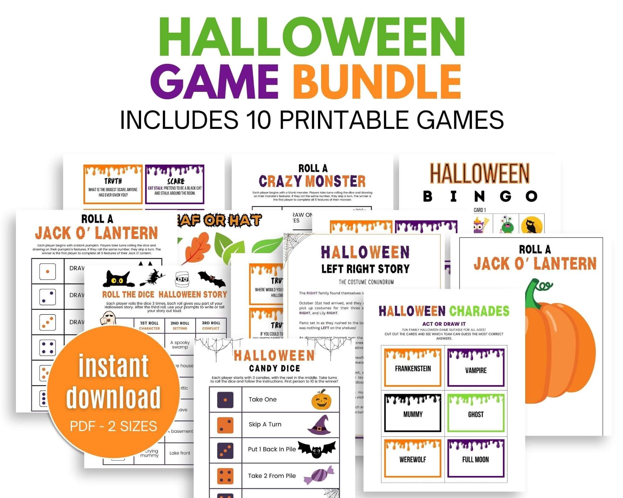 Printable Halloween Game Bundle, Halloween Party Games for Kids, Fun ...
