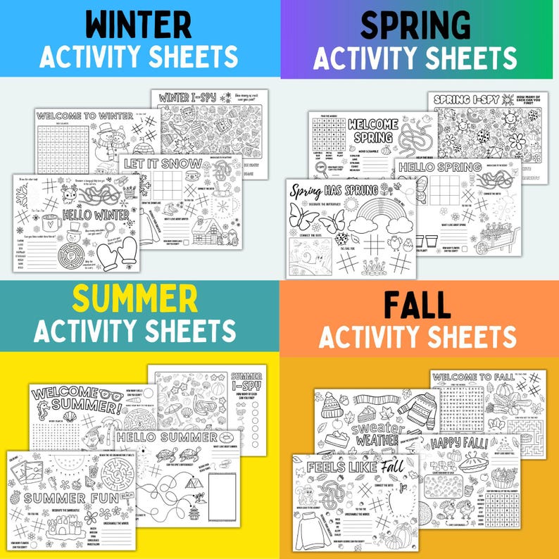 Seasonal Activity Bundle Printable Seasonal Activities Printable 4 ...