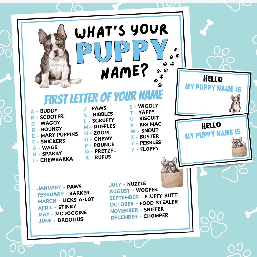 What's Your Puppy Name Party Game Printable Puppy Party Game Puppy Name ...