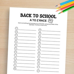 Back to School A to Z Race Game First Day of School Activity Printable ...