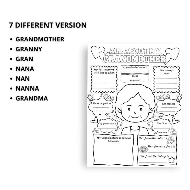 All About My Grandma Bundle Grandparent's Day Activity Printable All ...