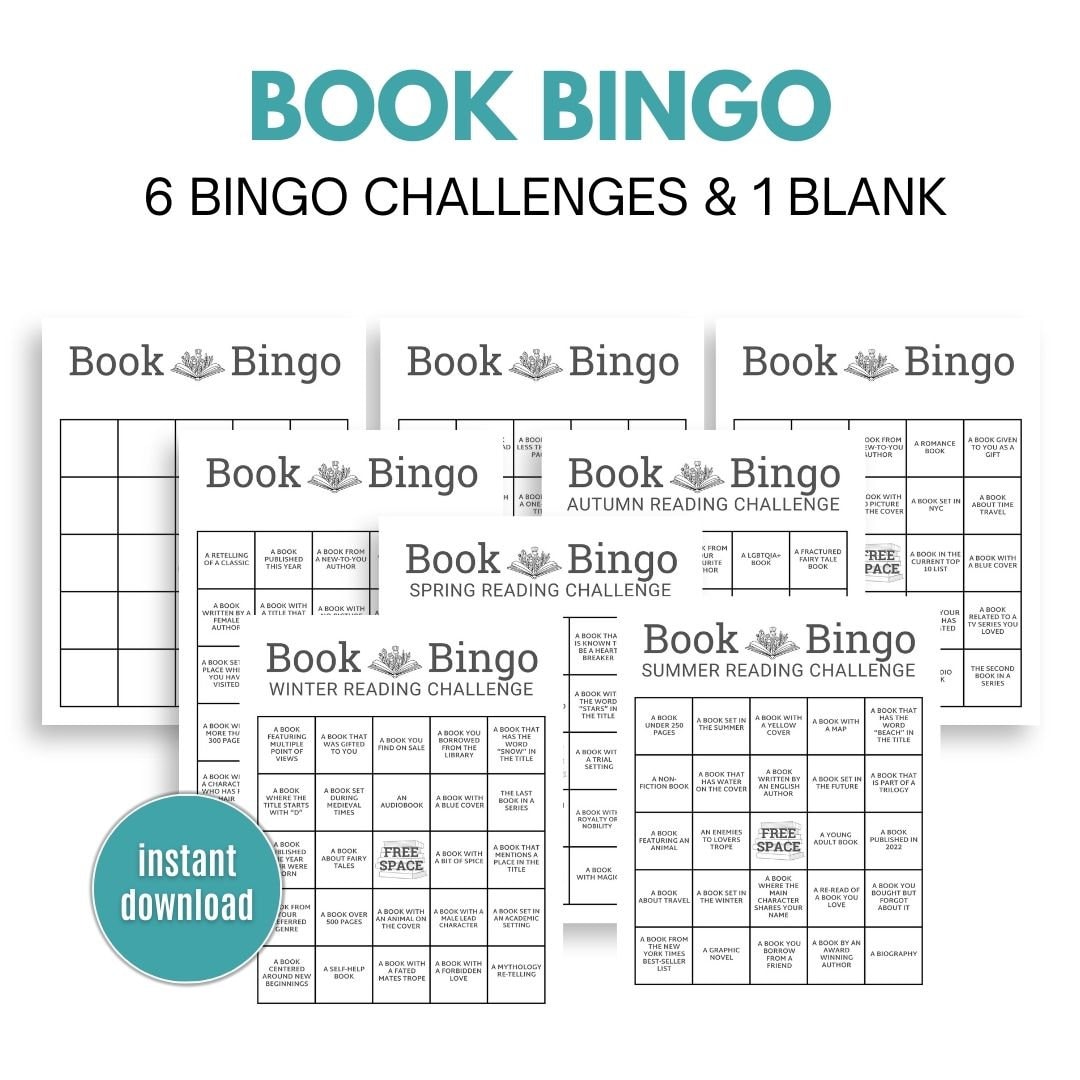 Libro Bingo Libro imprimible Reto de bingo Reto de lectura Club de ...