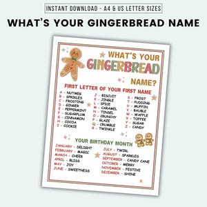What's Your Gingerbread Name Party Game Printable Christmas Game ...