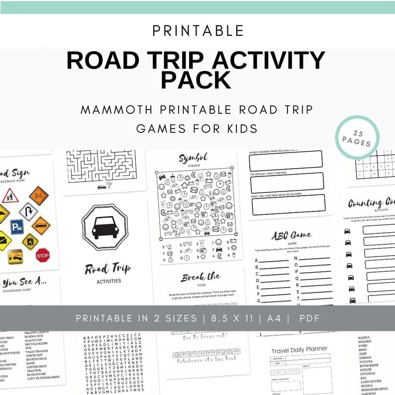 Printable Road Trip Games Printable Travel Games Road Trip Activities ...
