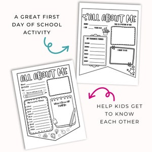 All About Me Banner Bundle First Day of School Printable Back to School ...