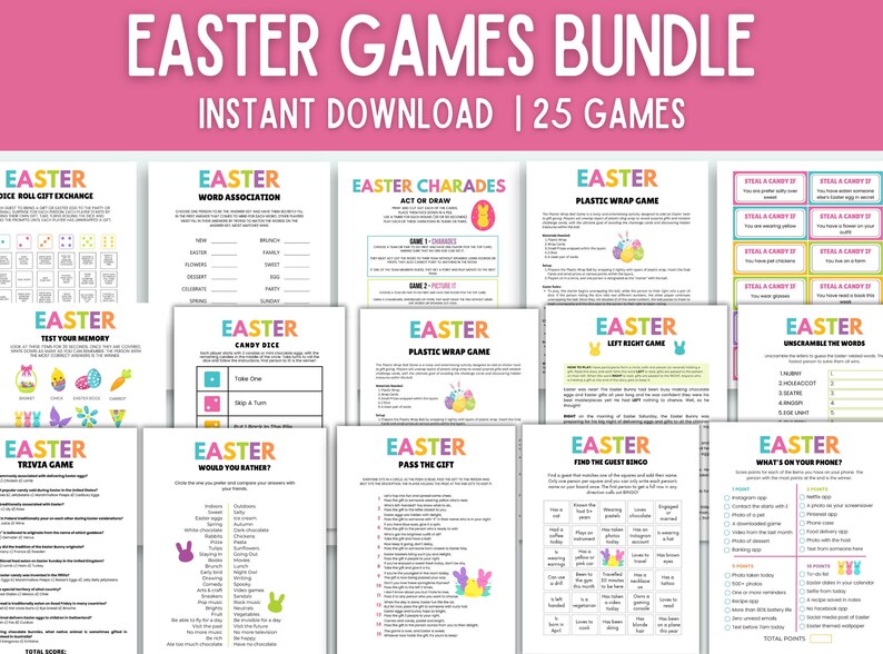 Easter Party Games Printable Easter Games Bundle Easter Games for Kids ...