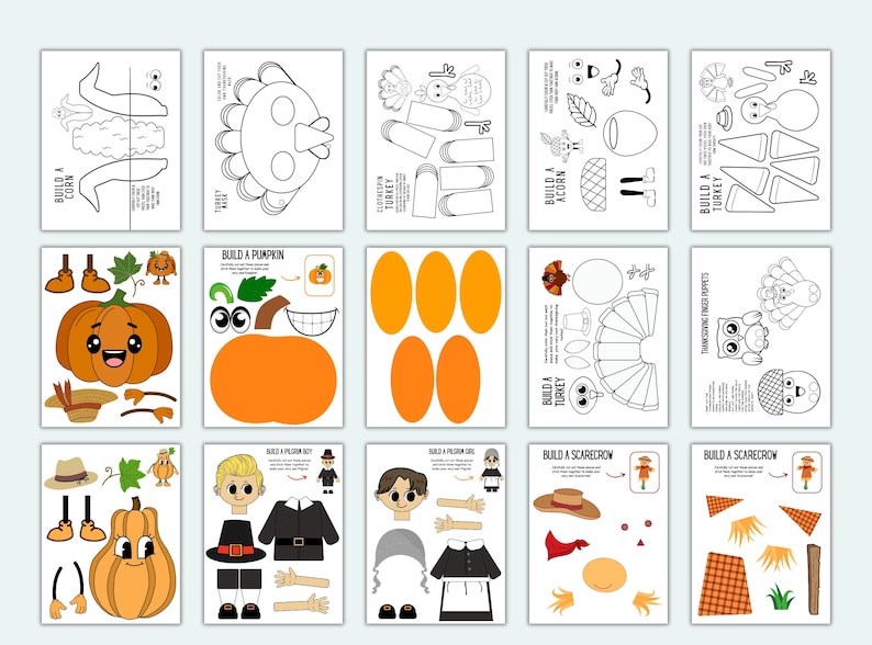 Thanksgiving Craft Bundle Printable Thanksgiving Activity Sheets ...