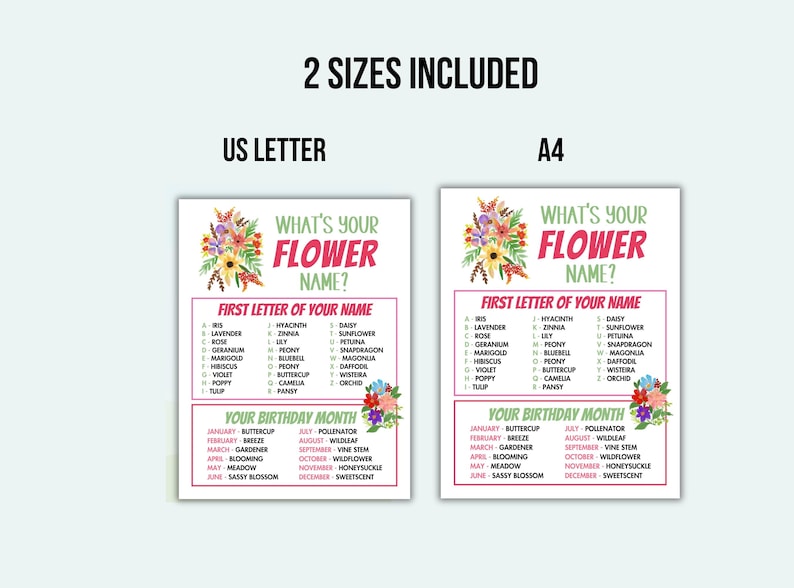 What's Your Flower Name Game Printable Flower Party Game Flower Name Generator Garden Party Game ...