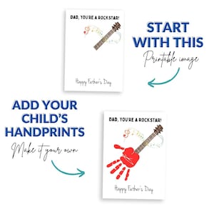 Father's Day Handprint Art Printable Rockstar Dad Guitar Handprint ...