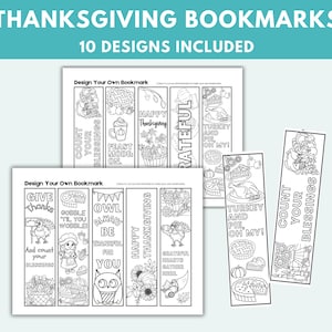 Thanksgiving Bookmarks Printable Coloring Bookmarks for Kids Printable ...
