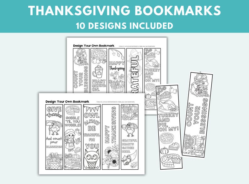 Thanksgiving Bookmarks Printable Coloring Bookmarks for Kids Printable ...