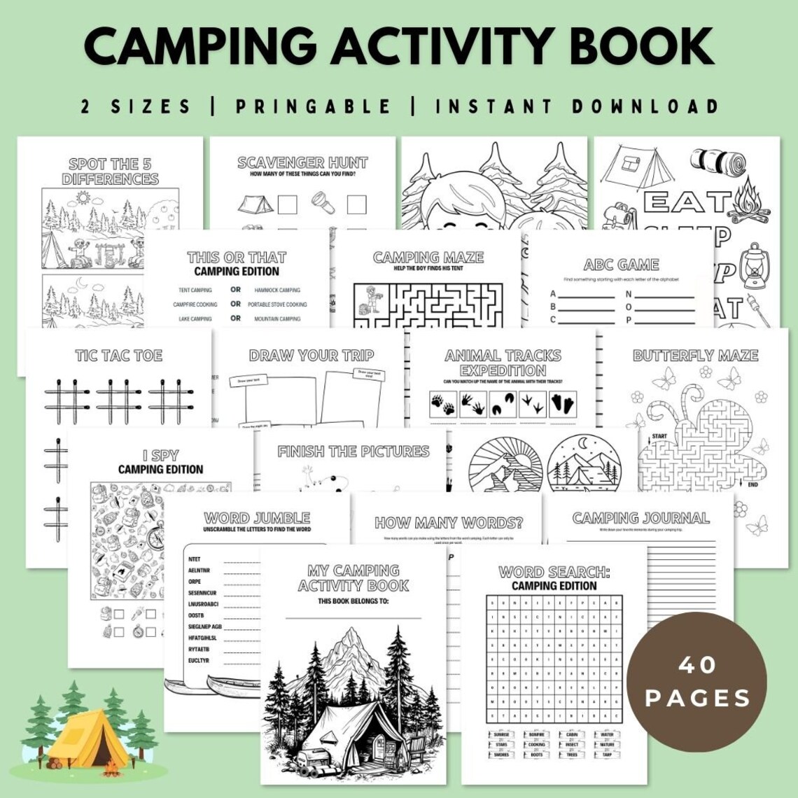Camping Activity Bundle Printable Camping Kids Activities Camping ...