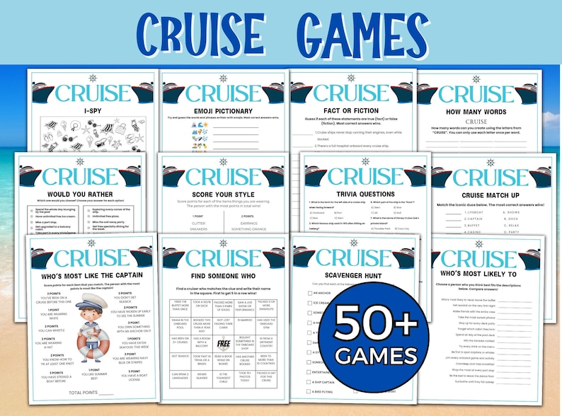 Cruise Games Printable Cruise Game Bundle Cruise Trivia Game Family ...