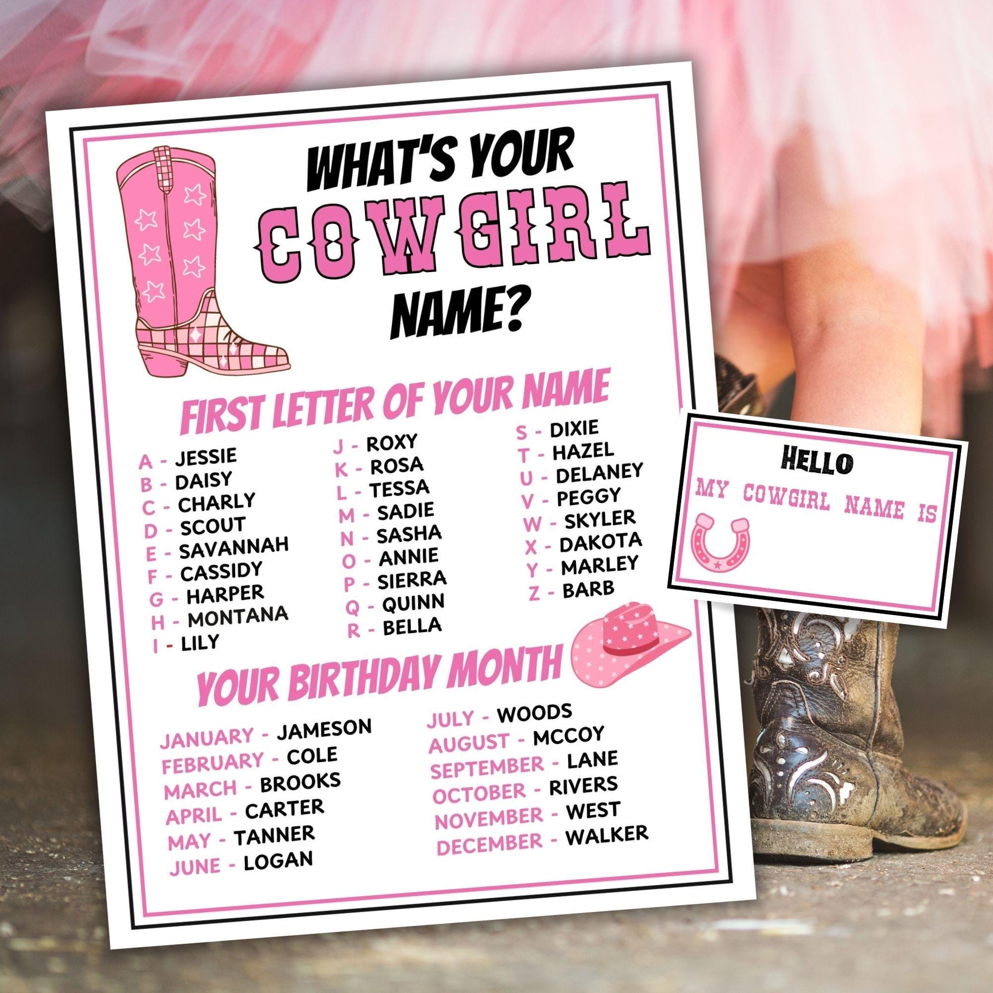 What's Your Cowgirl Name Party Game Printable Cowgirl Game Cowgirl Name ...