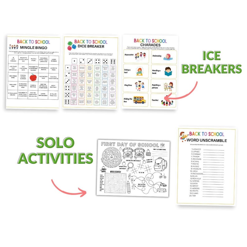 Back to School Games Bundle Printable First Day of School Icebreakers ...