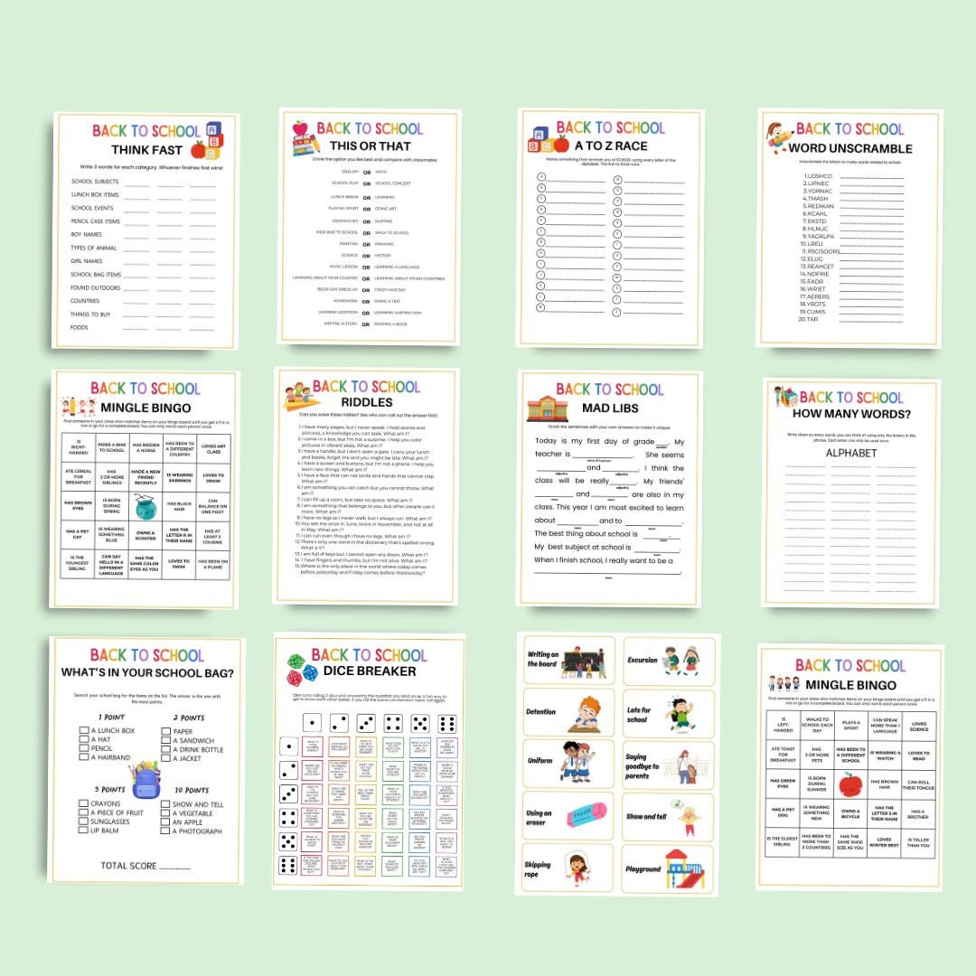 Back to School Games Bundle Printable First Day of School Icebreakers ...